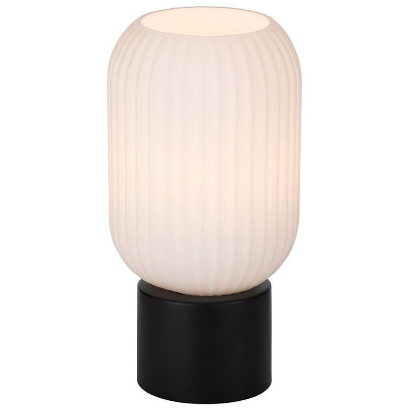 Nori Metal & Glass Table Lamp, Black / Opal