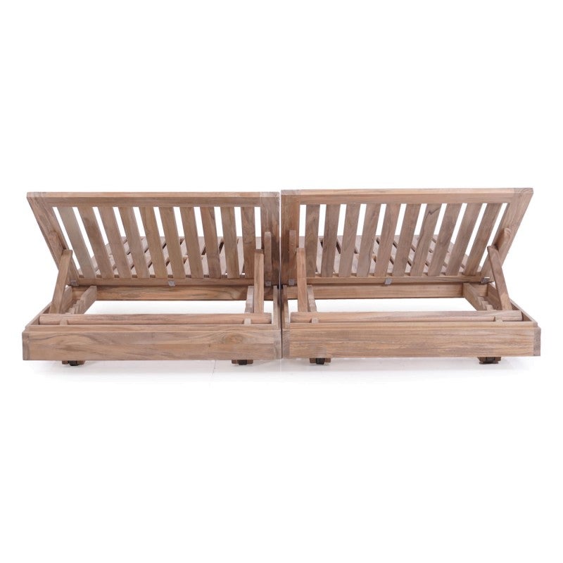 Bora Teak Timber Double Outdoor Sun Lounger
