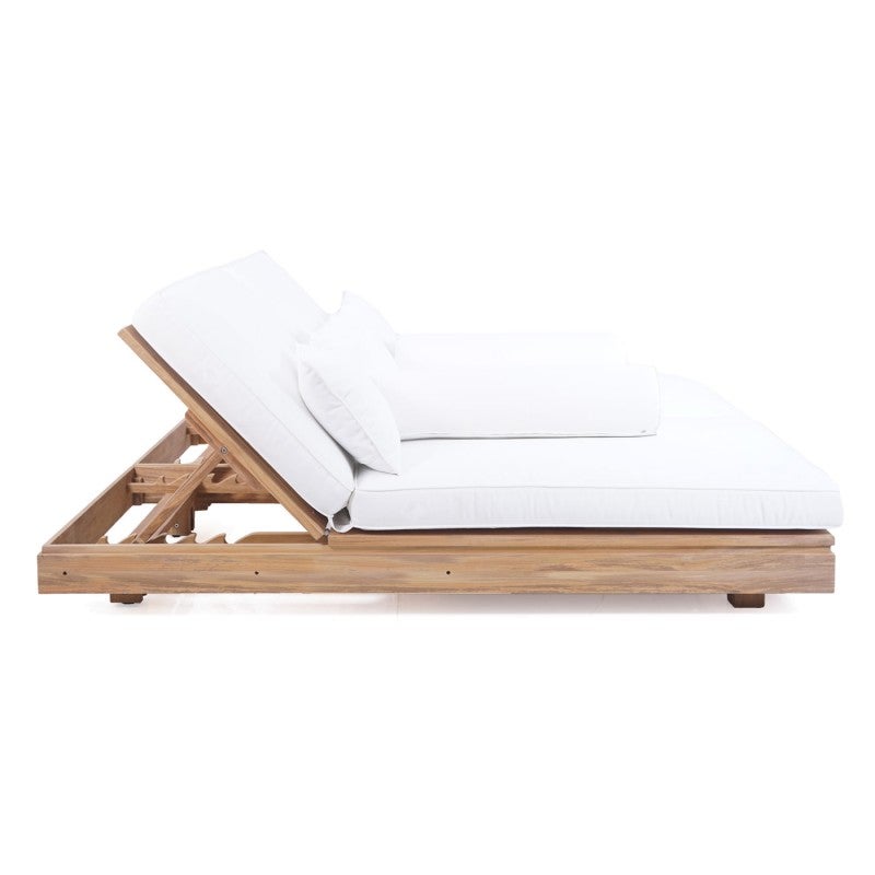 Bora Teak Timber Double Outdoor Sun Lounger