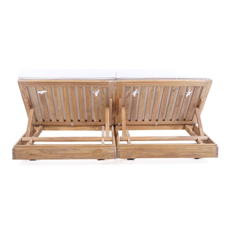 Bora Teak Timber Double Outdoor Sun Lounger