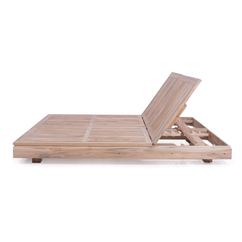 Bora Teak Timber Double Outdoor Sun Lounger