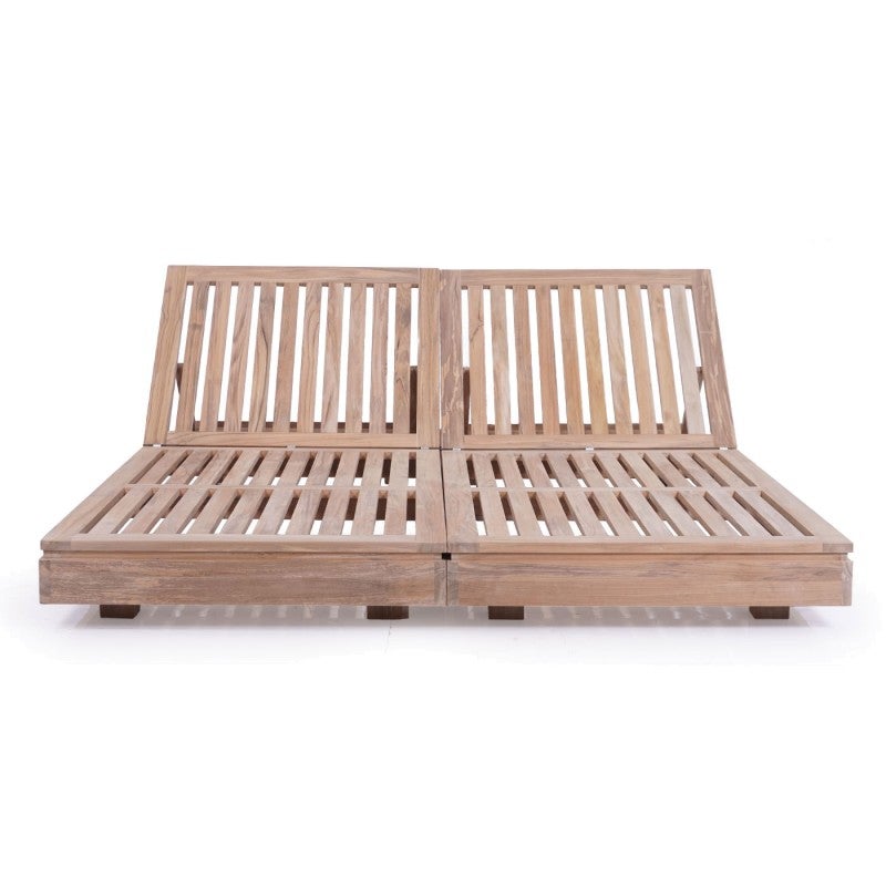Bora Teak Timber Double Outdoor Sun Lounger
