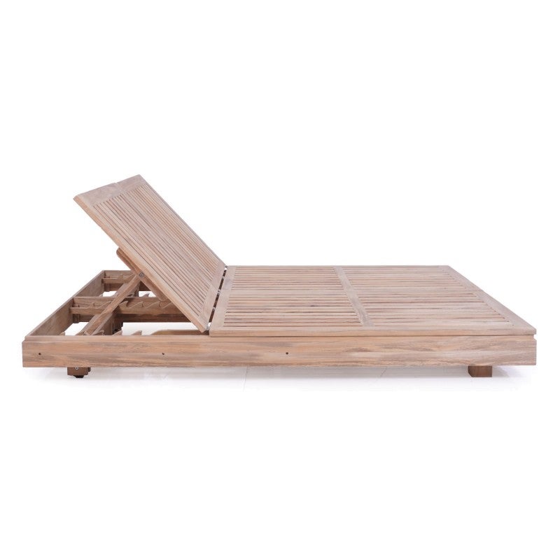 Bora Teak Timber Double Outdoor Sun Lounger