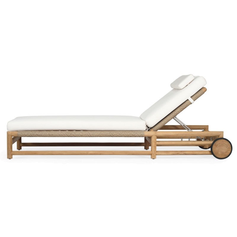 Natamia Teak Timber & Cord Outdoor Sun Lounger