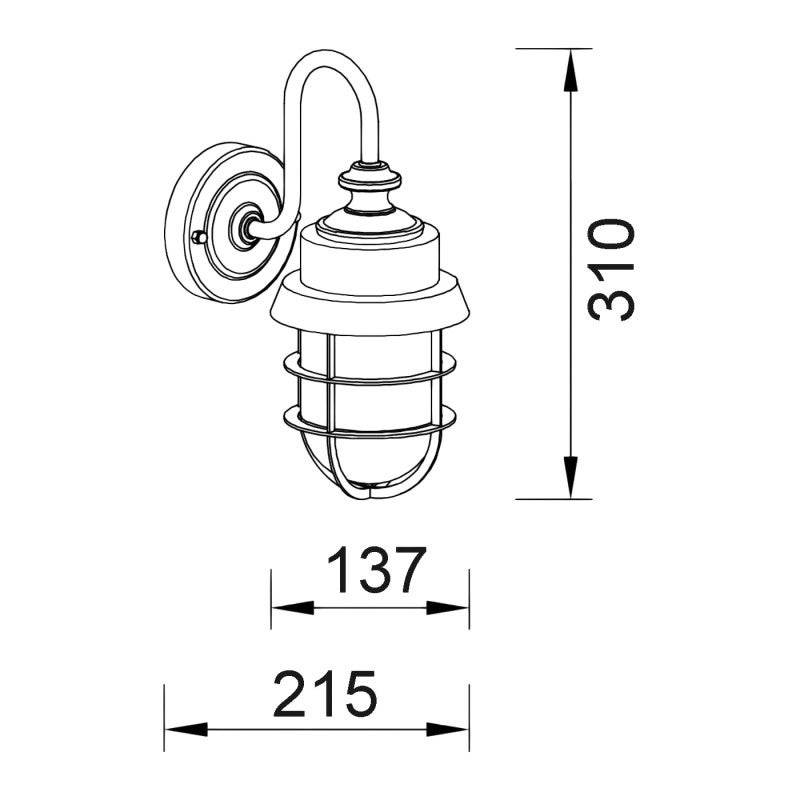 Parol IP44 Metal & Glass Exterior Wall Light, Copper