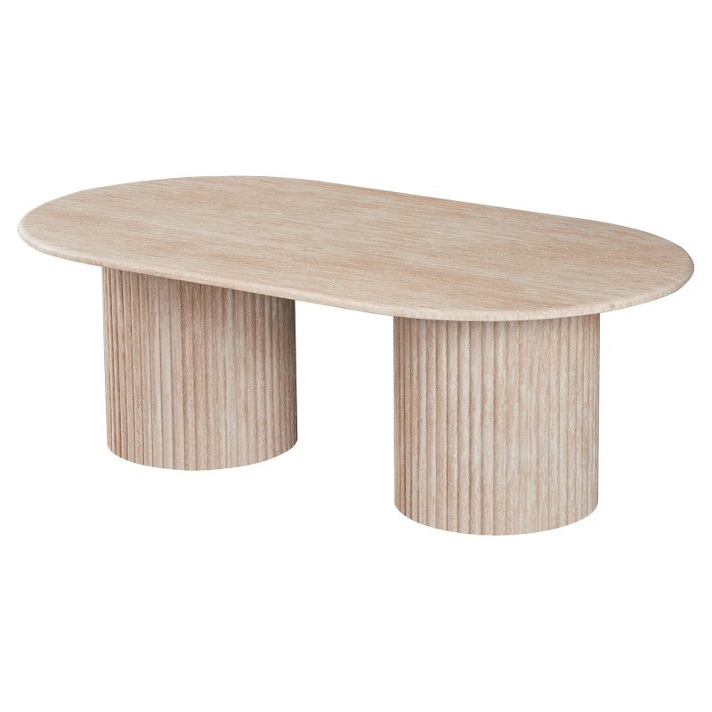 Vespera Travertine Effect Oval Coffee Table, 130cm