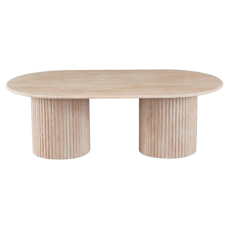 Vespera Travertine Effect Oval Coffee Table, 130cm