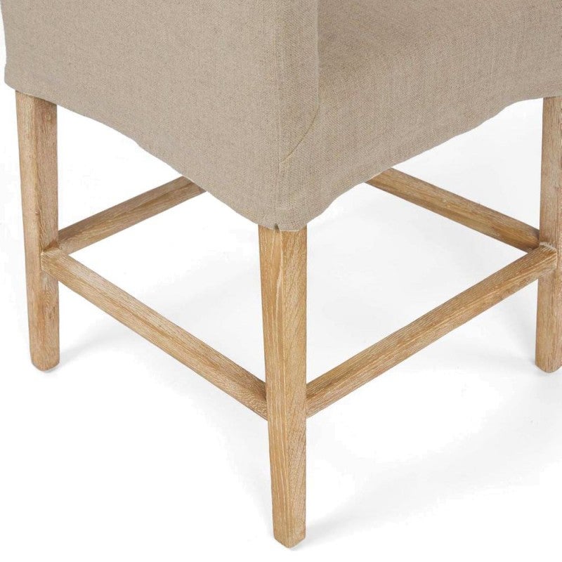 Antibes Linen Fabric & Oak Timber Bar Stool