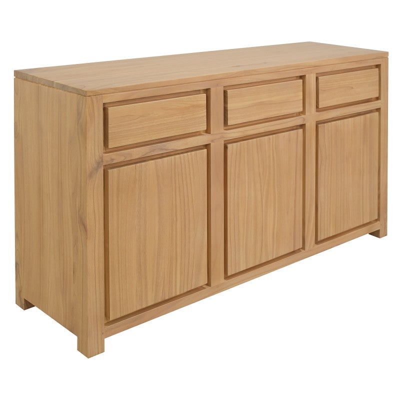 Amsterdam Mindi Wood 3 Door 3 Drawer Buffet Table, 156cm, Natural