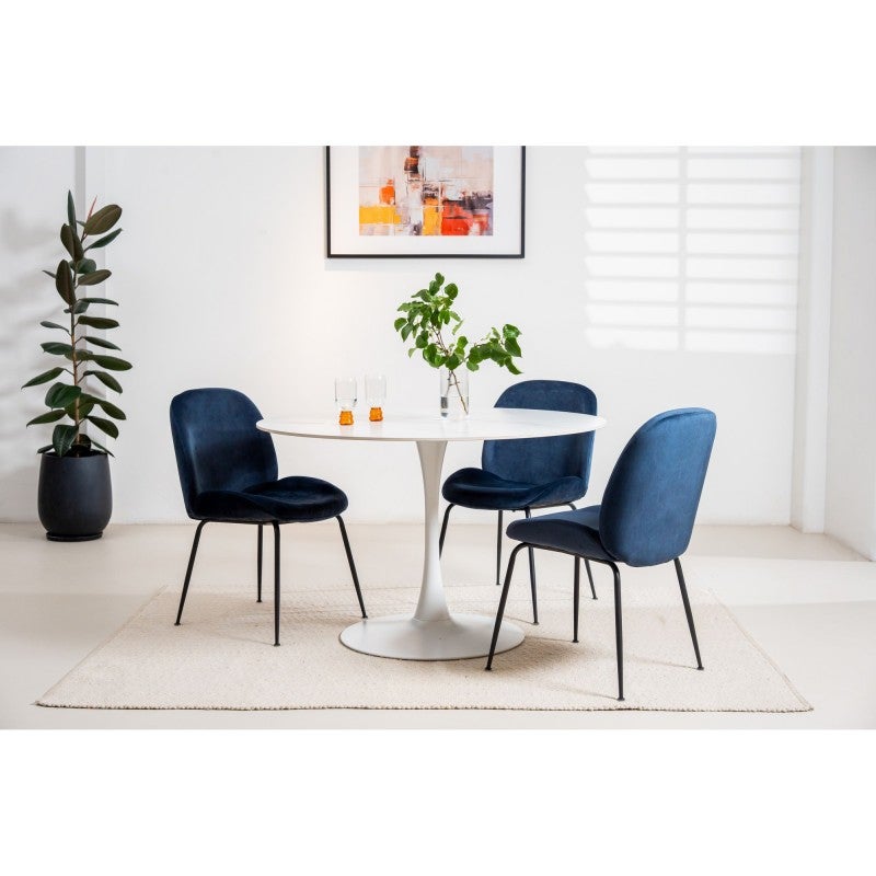 Sovia Ceramic Top Round Dining Table, 120cm, Snow White