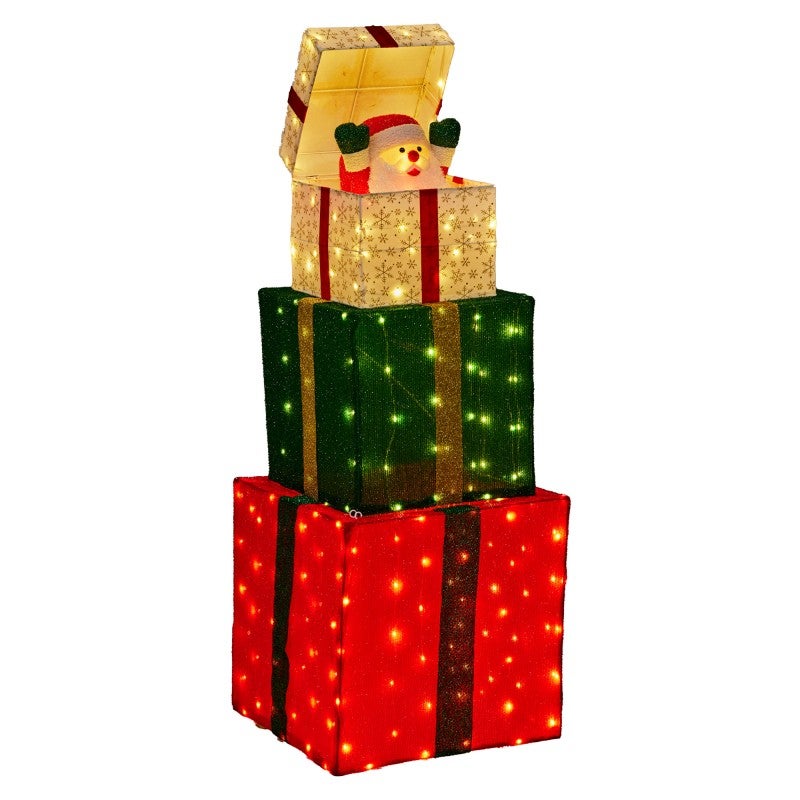 Wynston LED Light Up Indoor / Outdoor Animated Santa in a Gift Box ...
