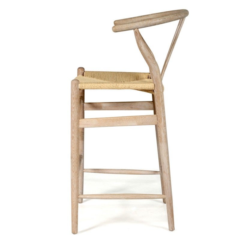 Hanx Replica Hans Wegner Wishbone Counter Stool, White Wash / Latte