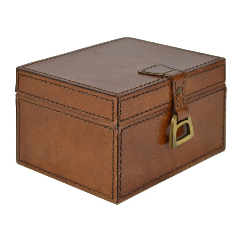 Lederon Leather Trinket Box, Large, Tan