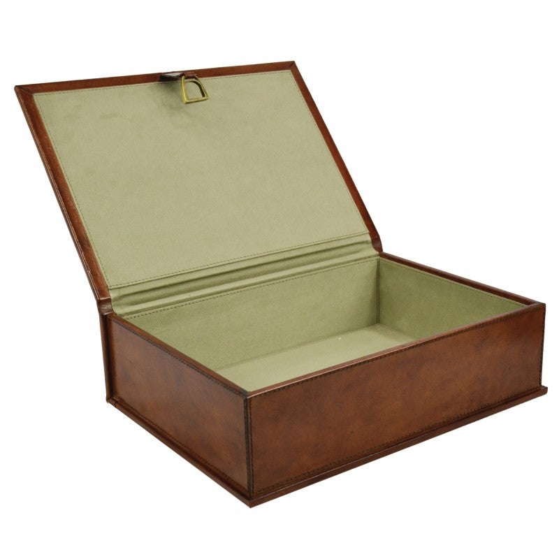 Lederon Leather Document Box, Tan