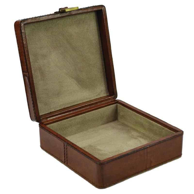 Lederon Leather Square Storage Box, Tan