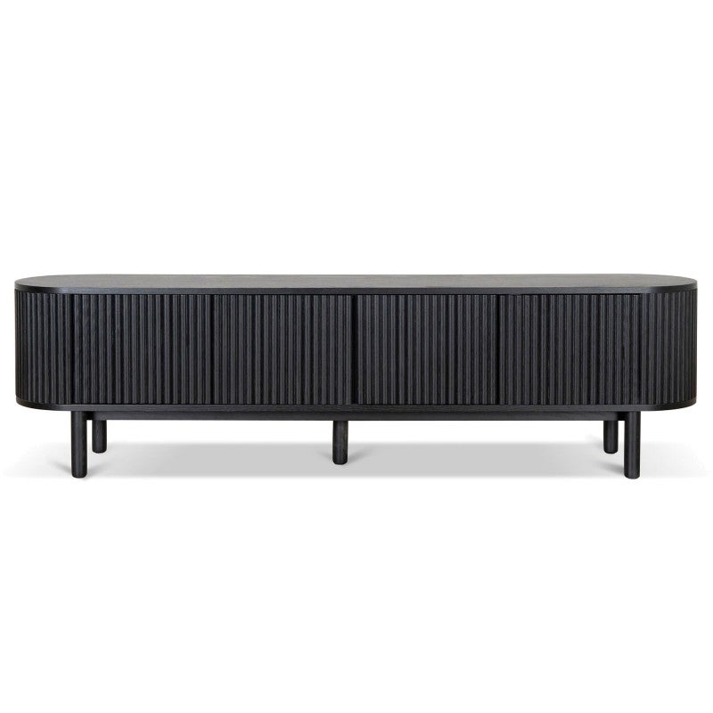 Malin Wooden 4 Door Oval TV Unit, 200cm, Black