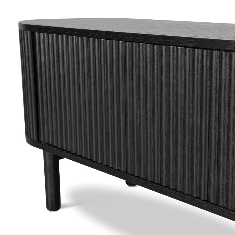 Malin Wooden 4 Door Oval TV Unit, 200cm, Black