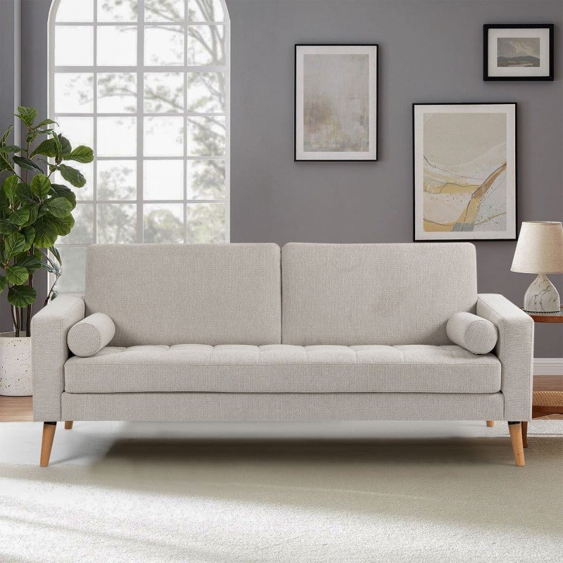 Wyatt Fabric Sofa, 3 Seater, Beige