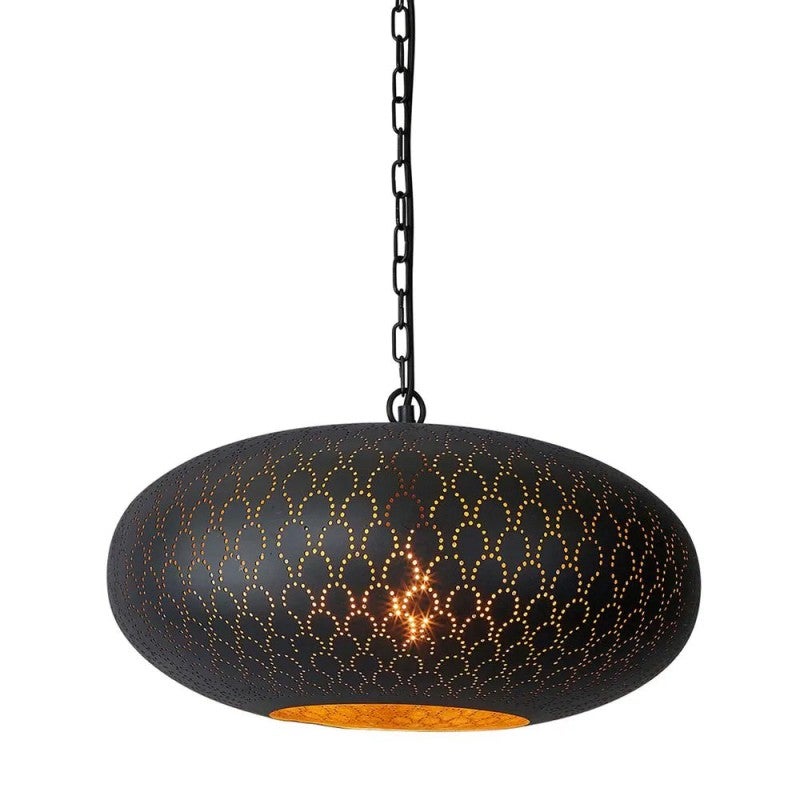 Viper Perforated Metal Ellipse Pendant Light, Black