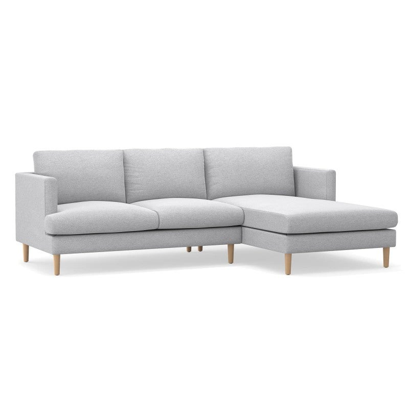 Taylor Fabric Corner Sofa, 2 Seater with RHF Chaise, Cloud Grey