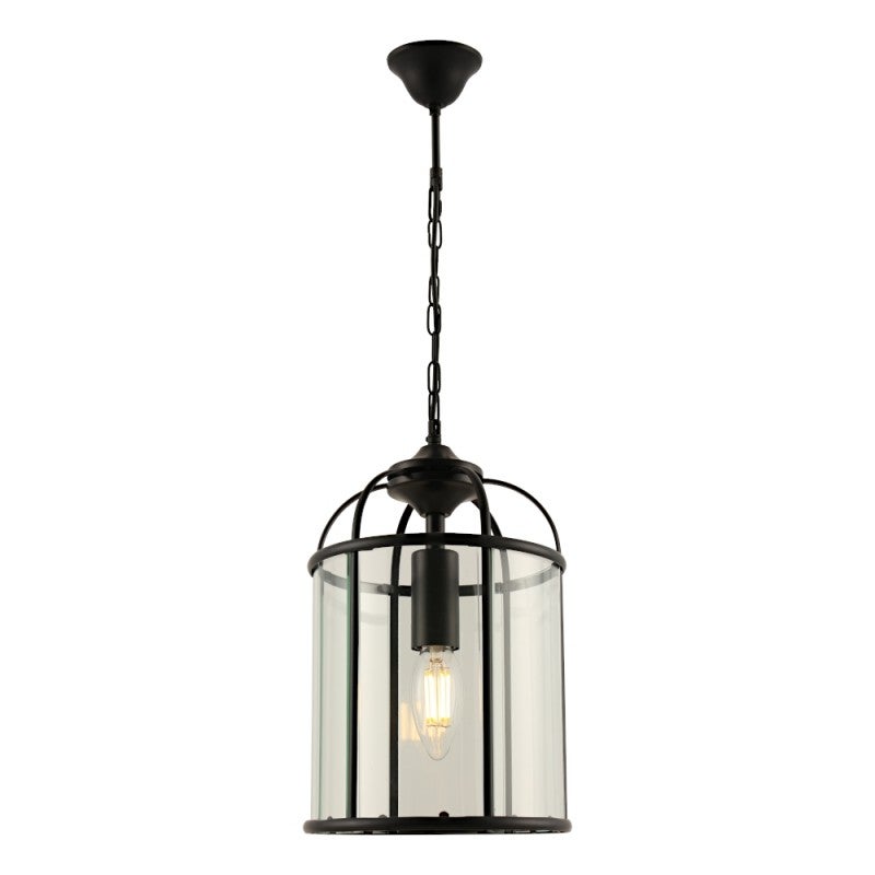 Clovelly Metal & Glass Pendant Light, Small, Black