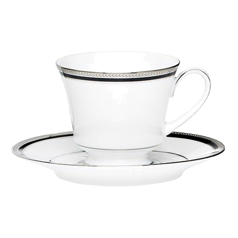 Noritake Toorak Noir Fine China Teacup and Saucer Set
