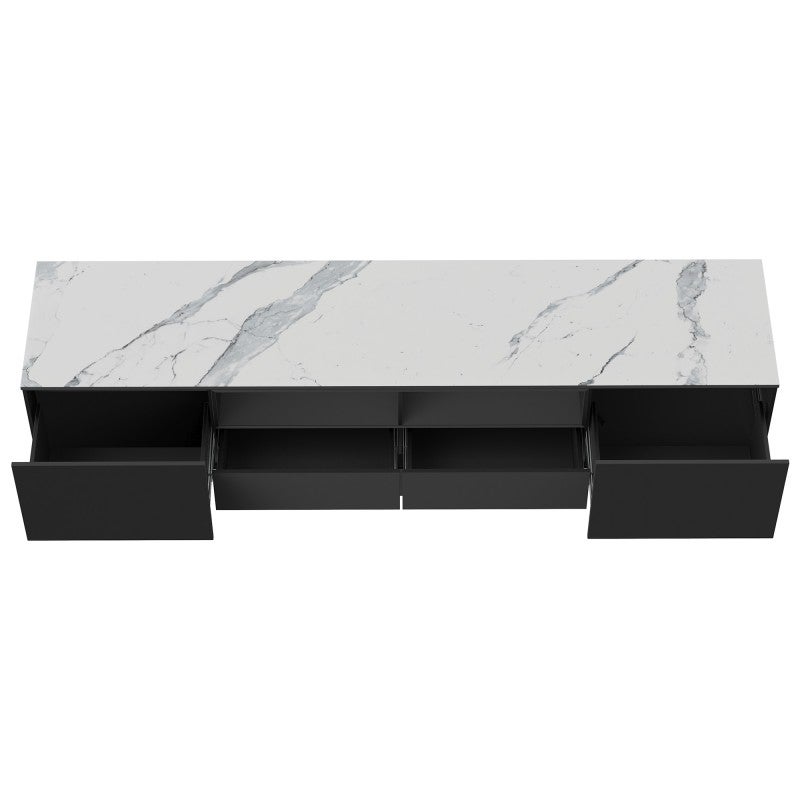 Nadia Ceramic Glass Top Modern 2 Door 2 Drawer TV Unit, 200cm, Marmo ...