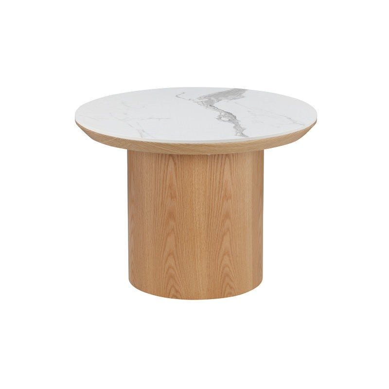Lirio Ceramic Topped Wooden Round Side Table