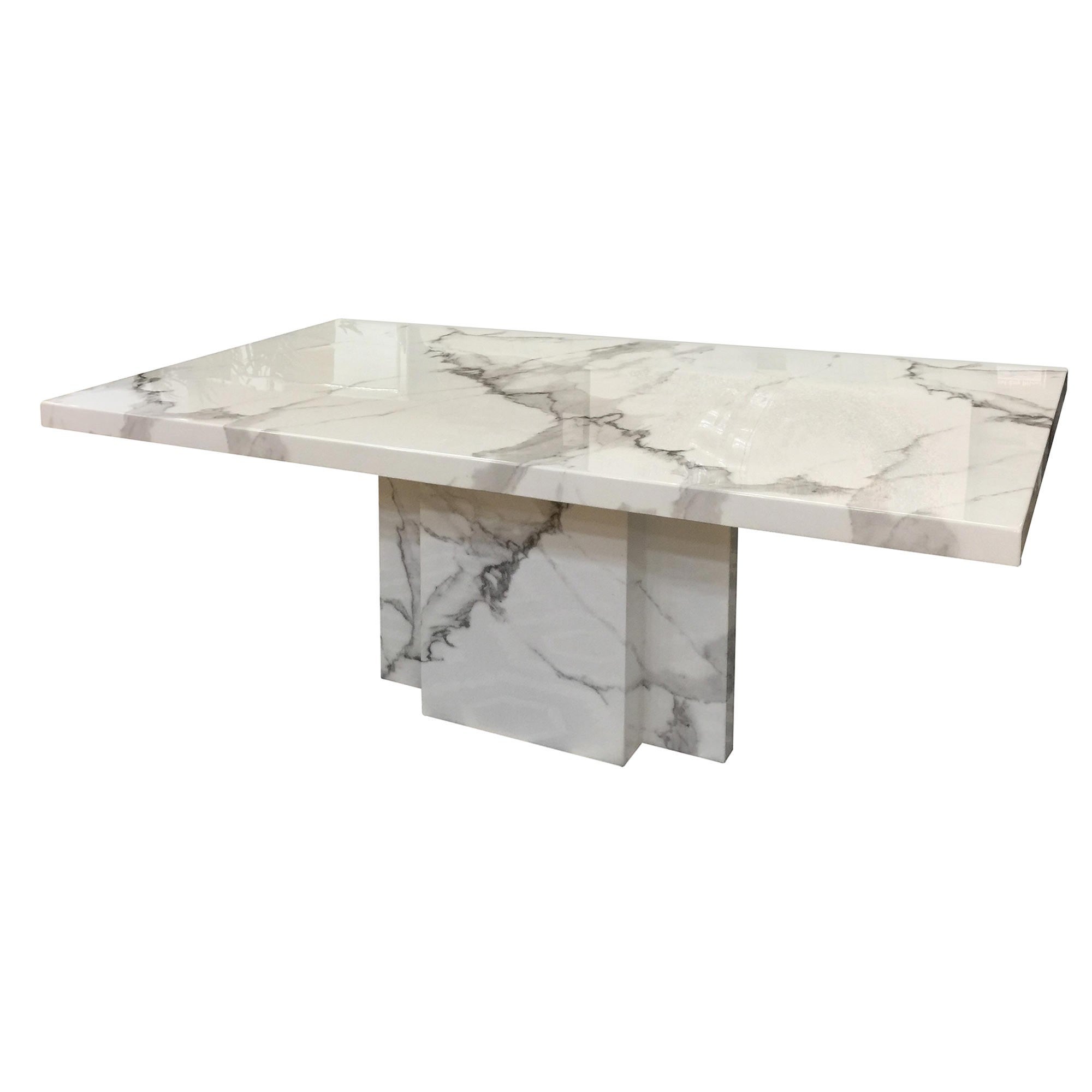 Newcastle Foiled Marble Dining Table, 200cm, White