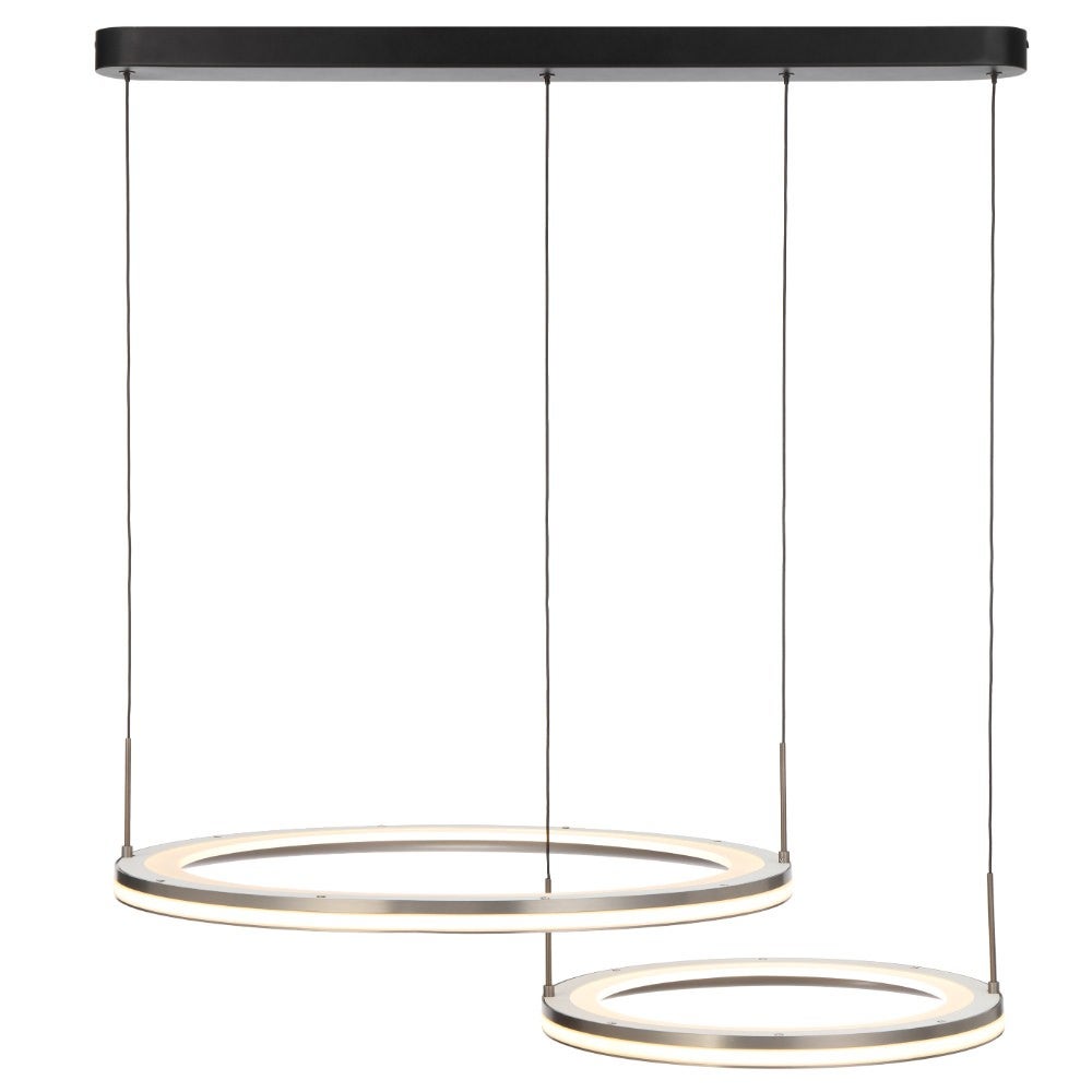 Fulcrum Aluminium Dimmable LED Double Ring Pendant Light