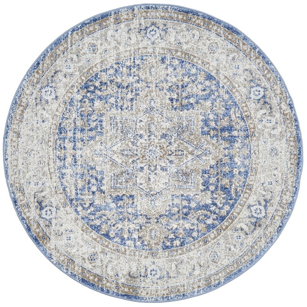 Mayfair Hugo Bohemian Round Rug, 240cm, Ocean Blue