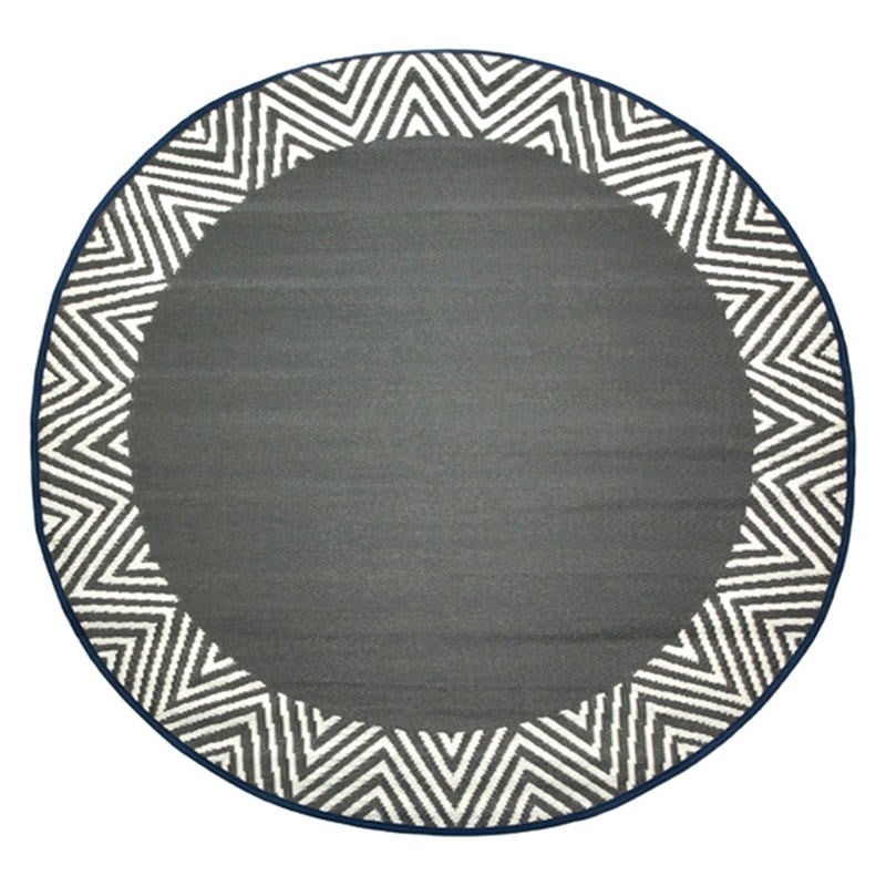Olympia Reversible Outdoor Round Rug, 180cm, Grey