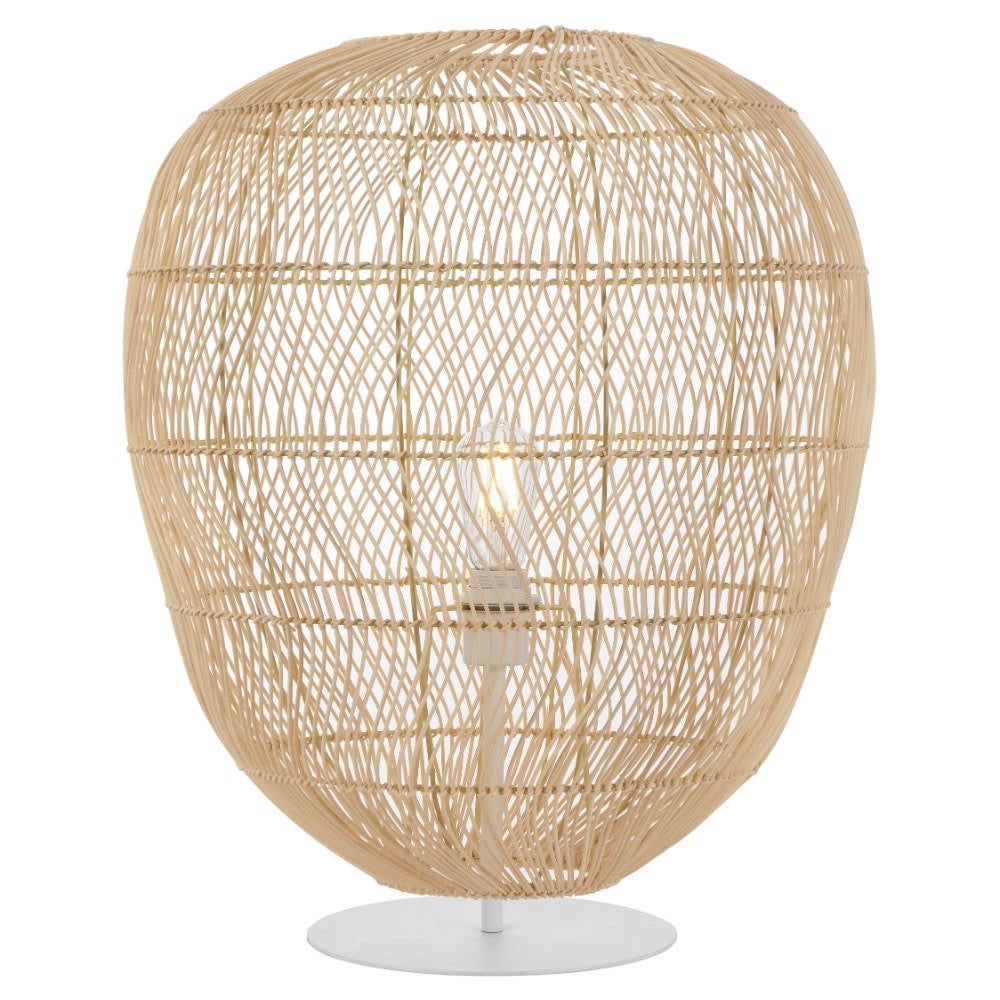 Rana Rattan & Iron Table Lamp, Large, Natural / White