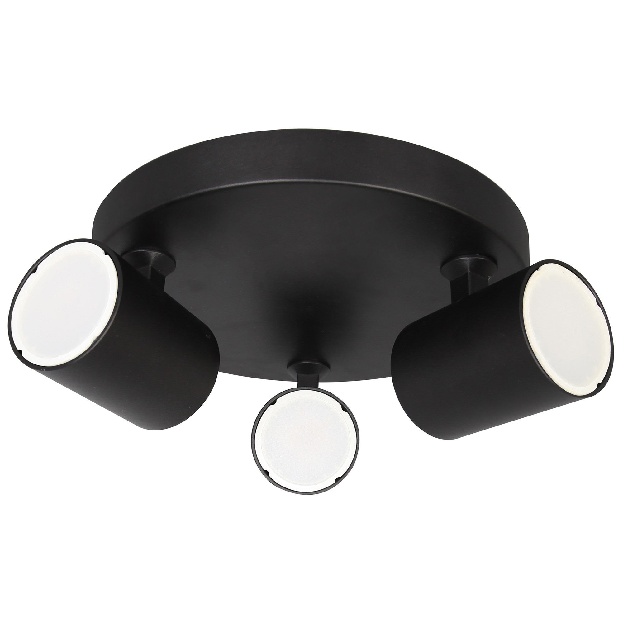 Speed Metal Round Base Spotlight, 3 Light, GU10, Black