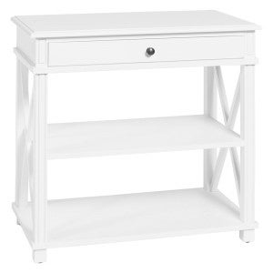 Manto Timber Bedside Table, Large, White