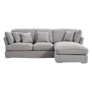 Armoni Cotton Linen Fabric Corner Sofa, 3 Seater with RHF Chaise, Light Grey