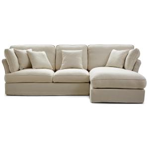 Armoni Cotton Linen Fabric Corner Sofa, 3 Seater with RHF Chaise, Off White