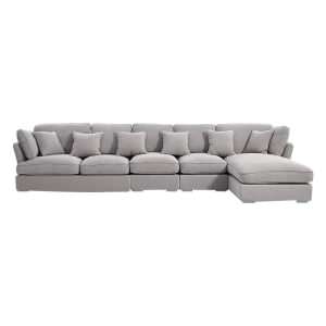 Armoni Cotton Linen Fabric Corner Sofa, 5 Seater with RHF Chaise, Light Grey