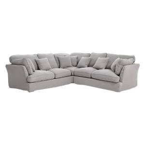 Armoni Cotton Linen Fabric Corner Sofa, 6 Seater, Light Grey