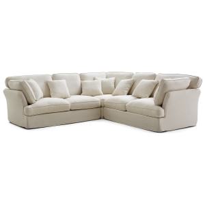 Armoni Cotton Linen Fabric Corner Sofa, 6 Seater, Off White