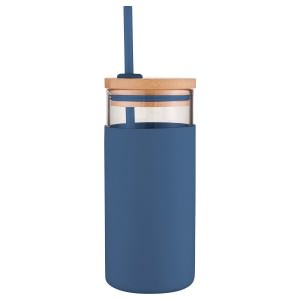 Avanti Glass Smoothie Tumbler with Straw, 500ml, Navy