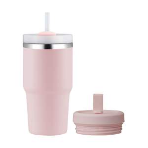 Avanti HydroQuench Stainless Steel Smoothie Tumbler with Two Lid, 550ml, Blush Pink