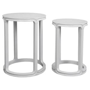 Cadie Wooden 2 Piece Round Nesting Side Table Set, White