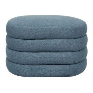 Albano Fabric Oval Ottoman Stool, Blue