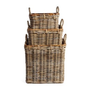 Nobu Rattan Square Basket, 3 Piece Set