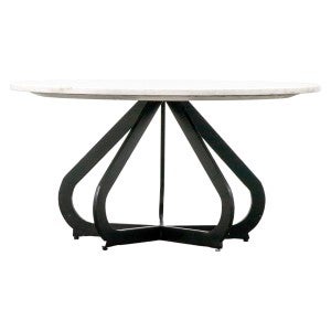 Moorgate Marble & Iron Round Coffee Table, 80cm, White / Black