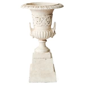 Leovar Sunflower Cast Iron Garden Urn & Plinth Set