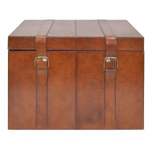 Trovic Leather Storage Trunk, Large, Tan