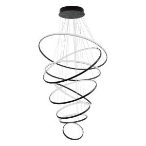 Crown LED 8 Ring Pendant Light, 5000K, Black