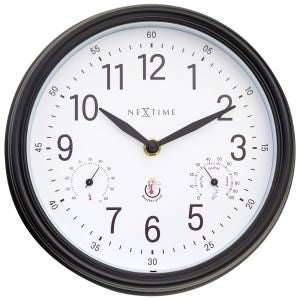 NeXtime Jasmine Outdoor Round Wall Clock with Thermometer & Hygrometer ...